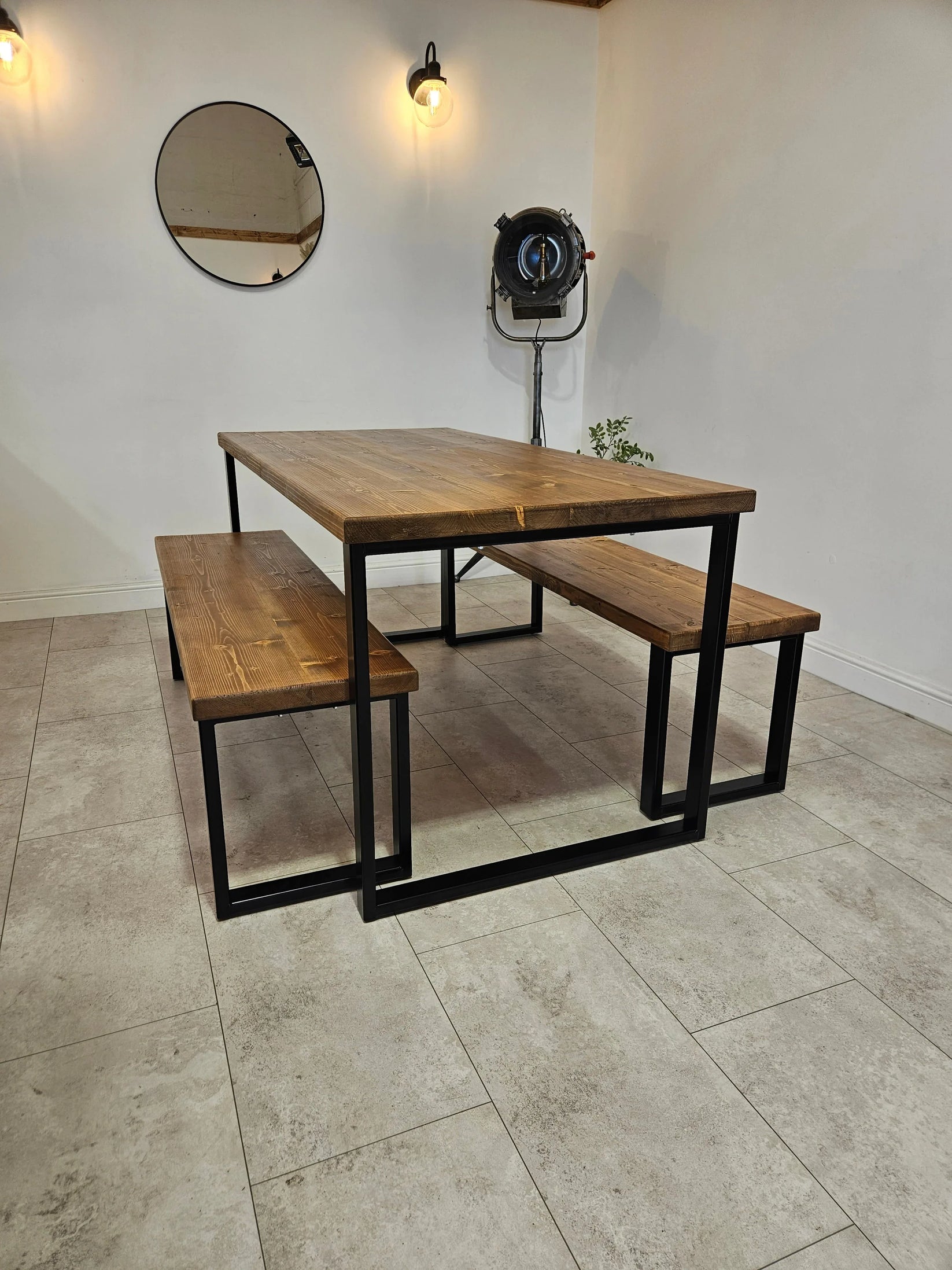 Dining Table Rustic Industrial-square legs | UK Made - DK Fabrications